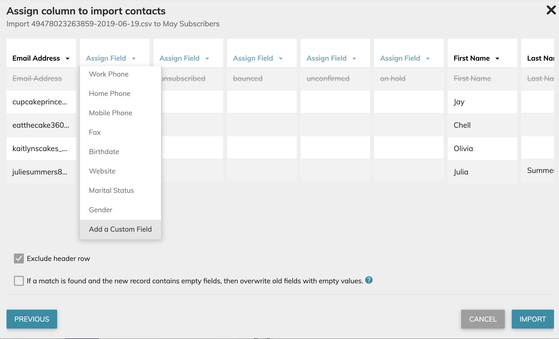 Assign Fields – Verticalresponse